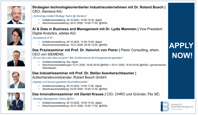 APPLY NOW! Our Top-Management Seminars for the upcoming winter semester ...